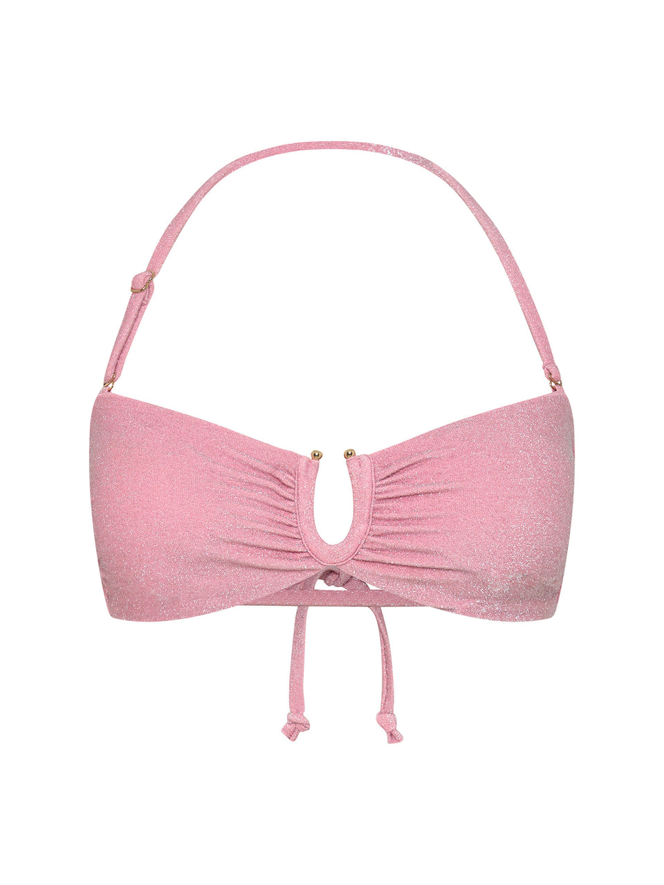 Swimwear Shimmer Tie Back Bandeau Top & Hi-Leg String Bottom Set Peony ...